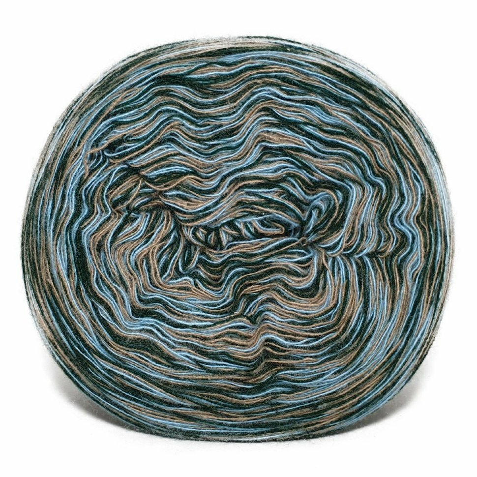 Пряжа Рассказовская акрил меланж 19 т. зелен/голуб/беж (2 мотка)