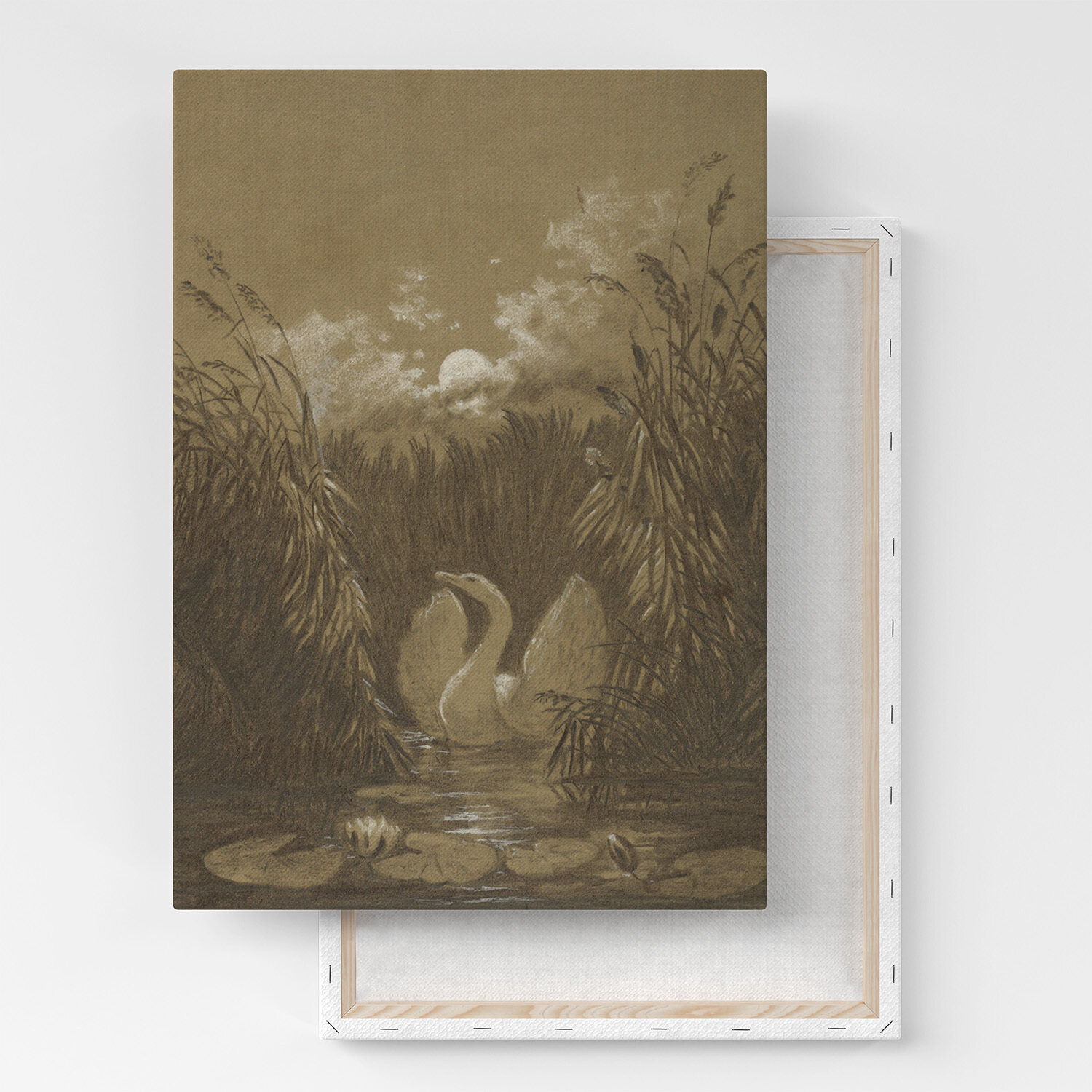 Картина на холсте, репродукция / Карл Густав Карус - A Swan Among the Reeds / Размер 80 x 106 см