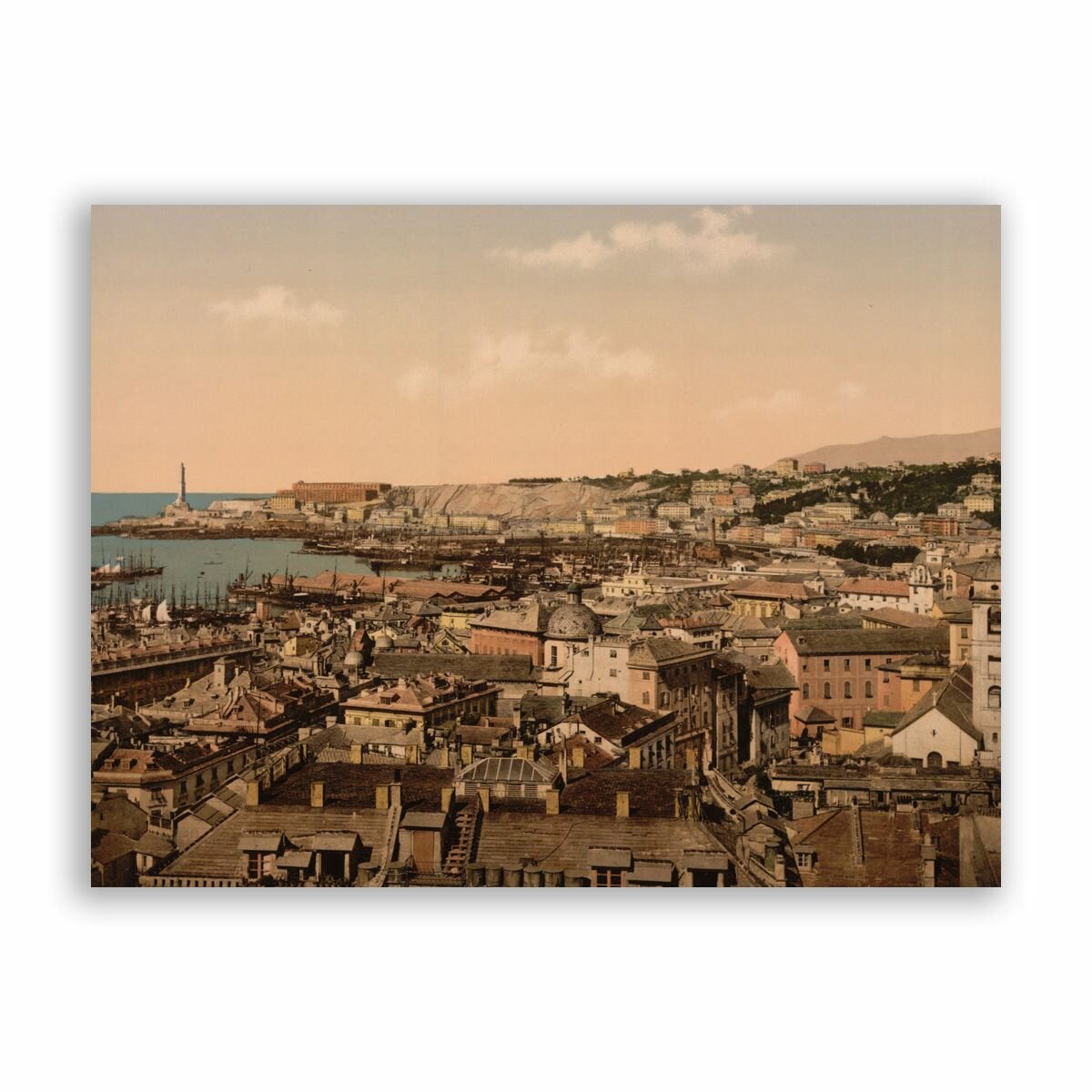 Постер, плакат на бумаге / View towards the lighthouse, Genoa, Italy / Размер 60 x 80 см