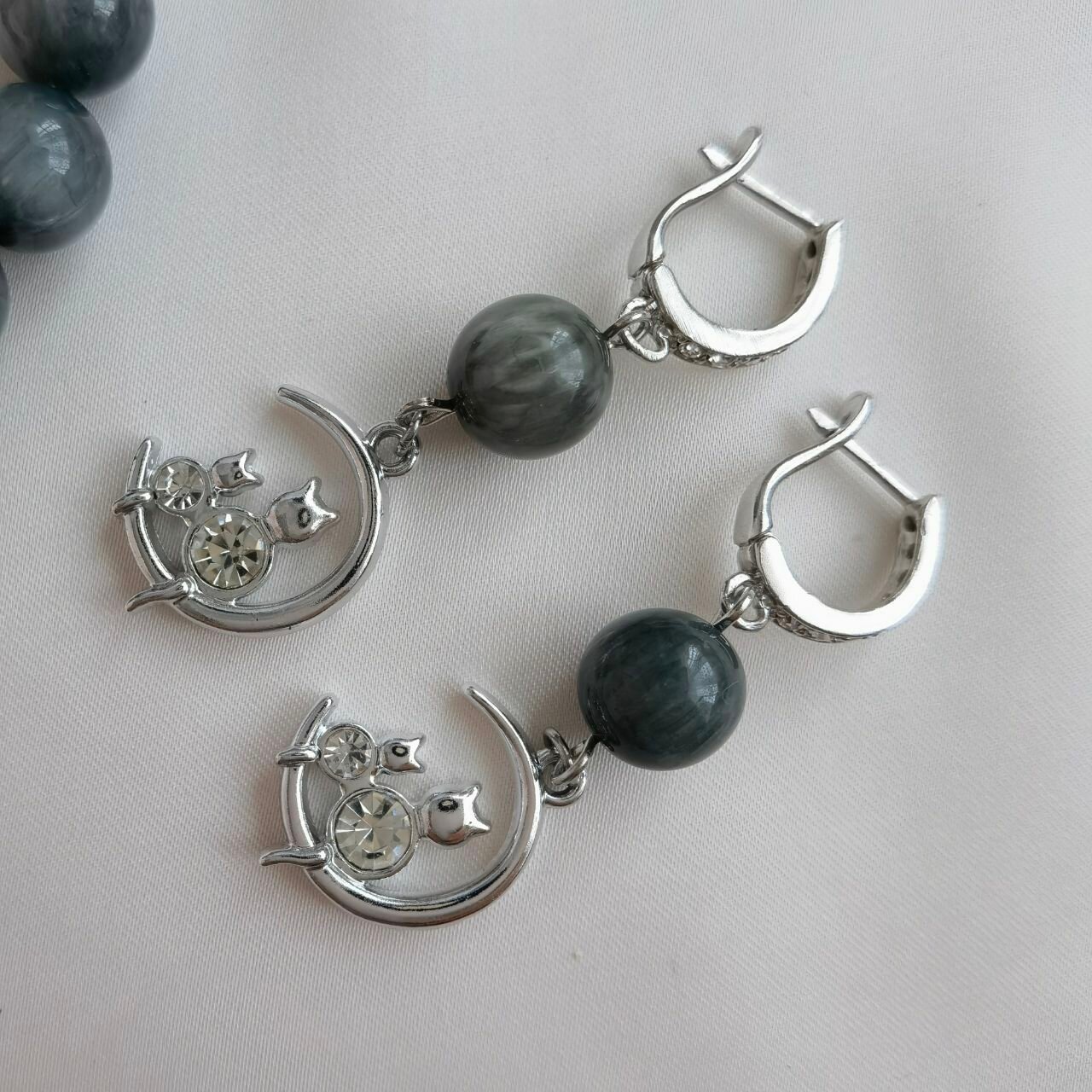 Серьги, кошачий глаз