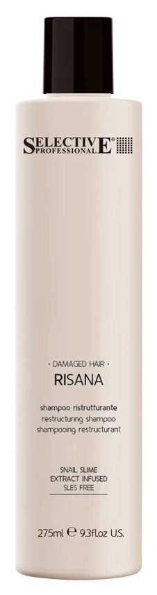 Шампунь Selective Professional Risana Risana Restructuring Shampoo Snail Slime Extract Infused SLES Free, Восстанавливающий шампунь с муцином улитки без SLES, 275 мл