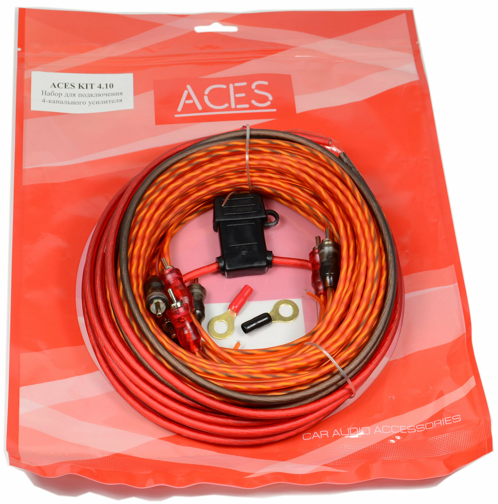 Набор для подключения четырёхканального усилителя ACES KIT 4.10, 10AWG, ATC 30А, омедненный алюминий (ССА)
