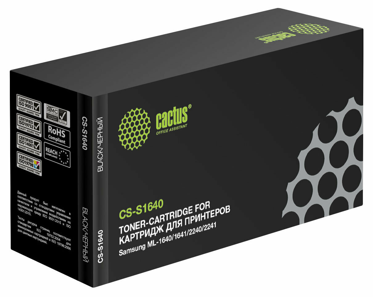 Картридж Cactus CS-S1640 D108S черный, для SAMSUNG ML-1640/1641/2240/2241, ресурс до 1500 страниц (CS-S1640)
