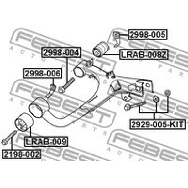 FEBEST 2198-002 болт переднего рычага\ Ford (Форд) Focus (Фокус) II 05-08 / kuga 08-12 / Transit (Транзит) / Tourneo