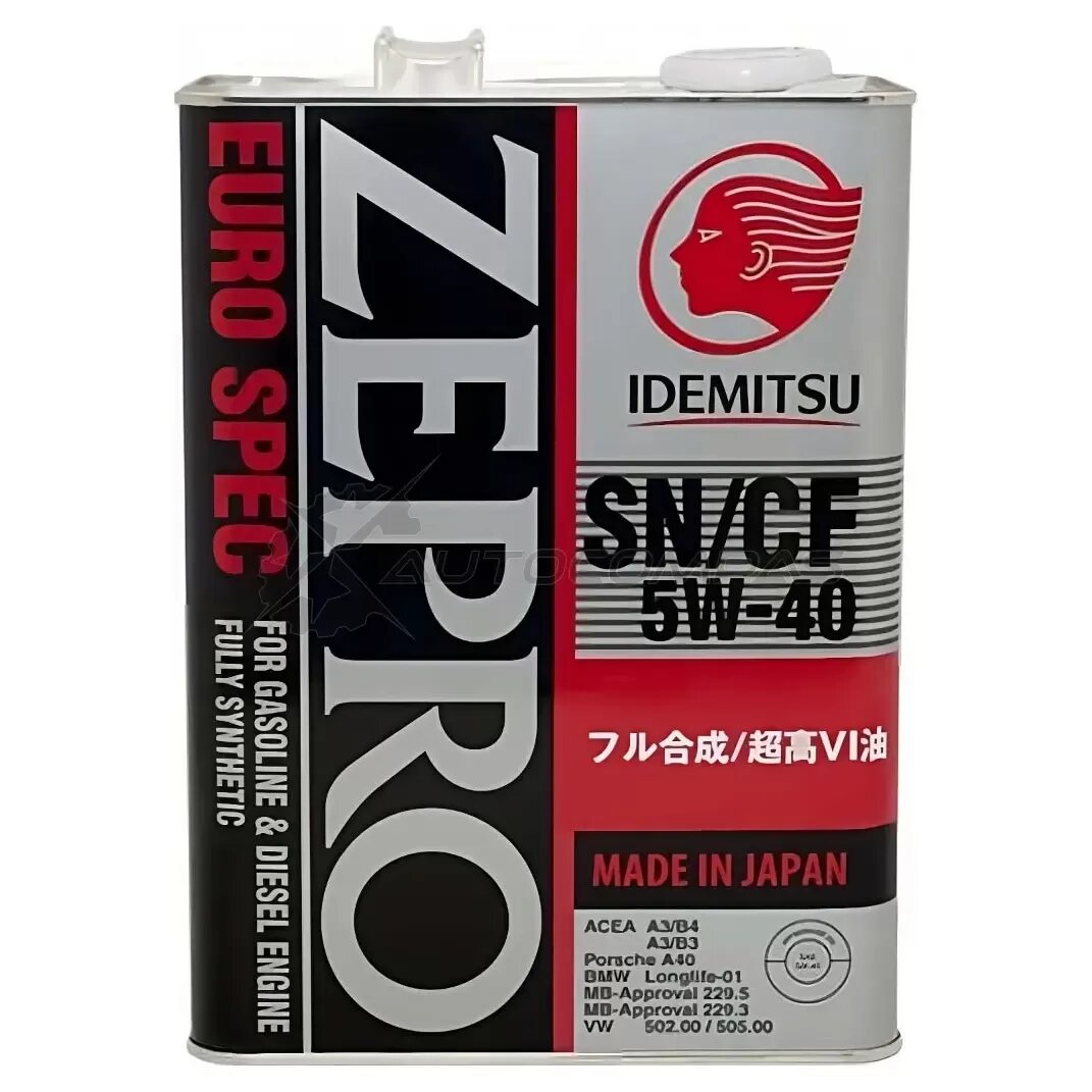 Моторное масло синтетическое ZEPRO EURO SPEC SN/CF 5W 40 4 л IDEMITSU 1849004 JJ FIQ 1436946695
