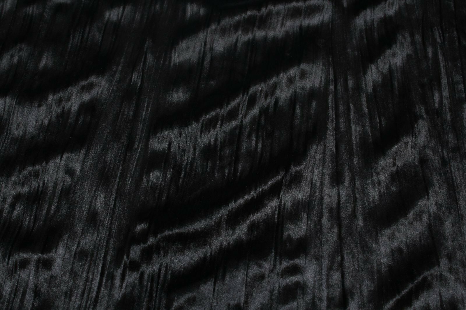 Ткань Бархат плиссе бистрейч черный с блеском , ш130см, 0,5 м