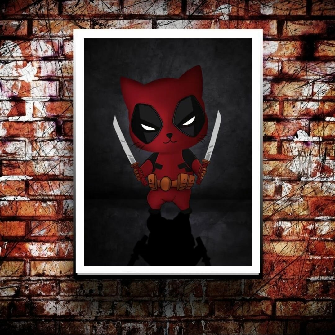 Плакат "Deadpool The Cat" из коллекции "Любимые герои" А3