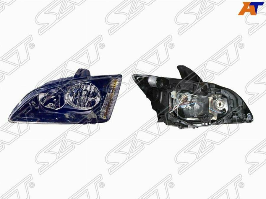 Фара Ford Focus 04-08 (Слева/ Галоген/ Ручная регулировка/ чёрная) SAT ST-431-1169BL | цена за 1 шт