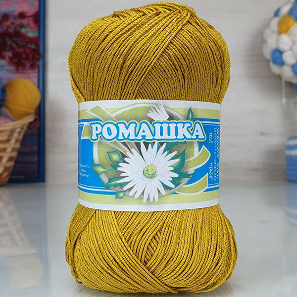 Пряжа ПНК им. Кирова ромашка 5006 горчица (4 мотка)