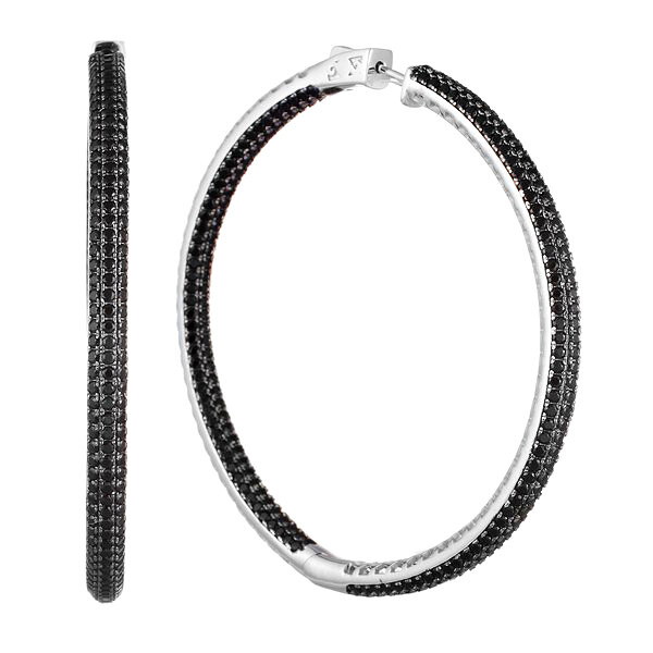 Серьги конго, серебро, 925 проба, фианит