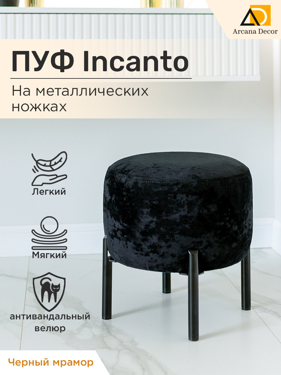 Пуф черные черный мрамор
