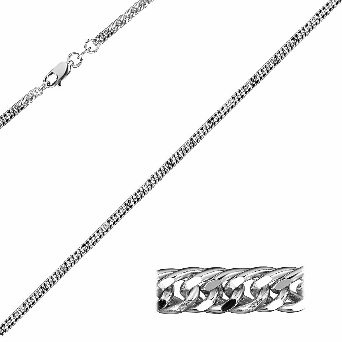 Цепь серебро, 925 проба, родирование