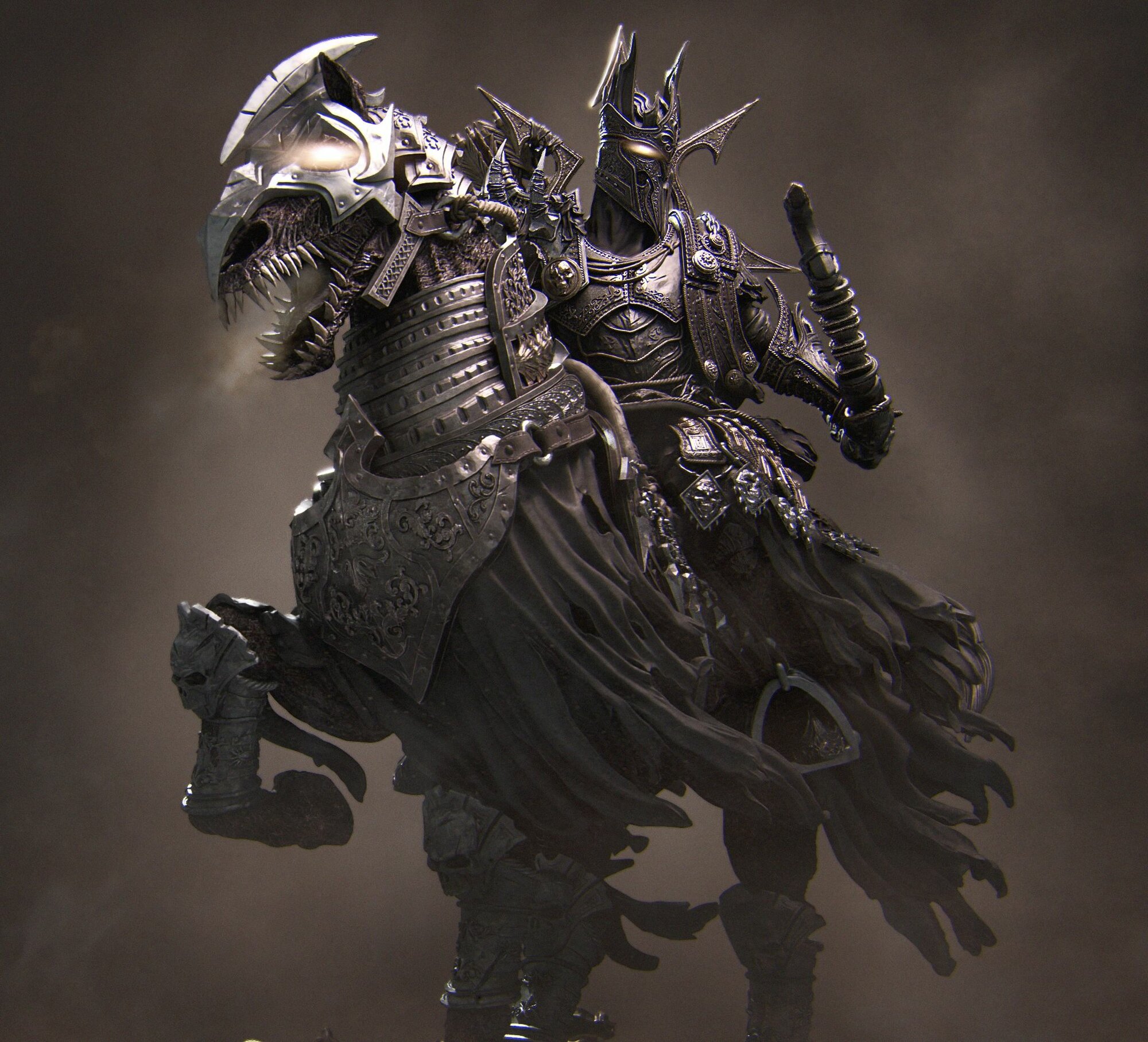 Темный Паладин Пустоши, 75мм, миниатюра под покраску, Властелин Колец, ДнД