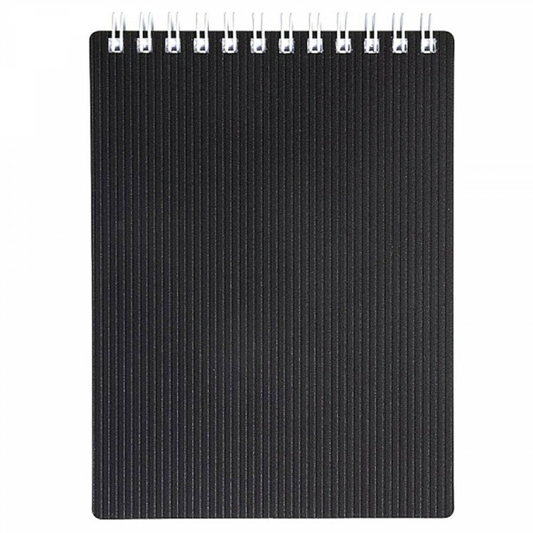 Блокнот А7 пластиковая обложка на гребне 80 листов (Hatber) VELVET Черный арт.80Б7В1гр_01601. Количество в наборе 12 шт.