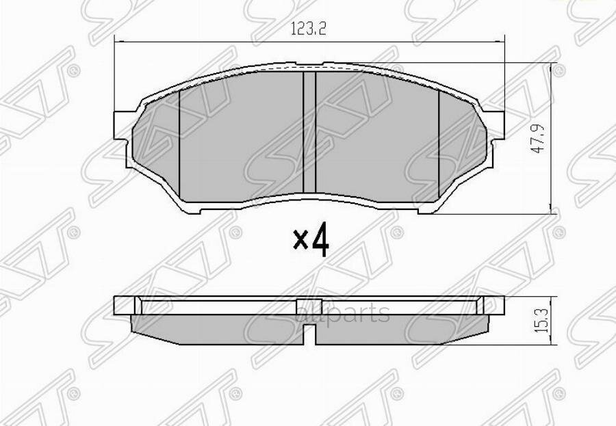 SAT ST-MR449854 Колодки тормозные (Спереди) Mitsubishi Pajero iO 98-07 / Pajero Mini 98-12