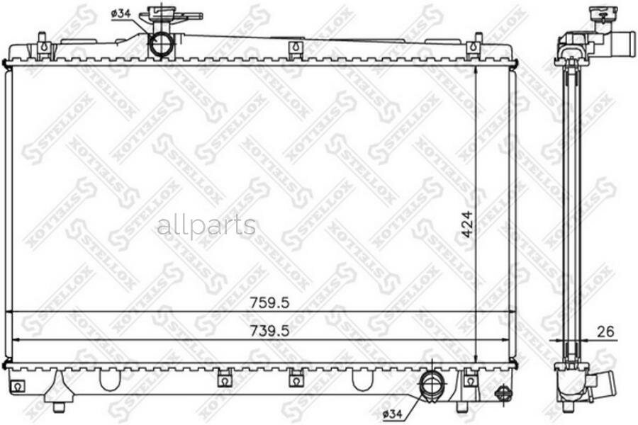STELLOX 1026320SX радиатор системы охлаждения!\ Toyota Avensis Verso 2.0i 16V 01-05