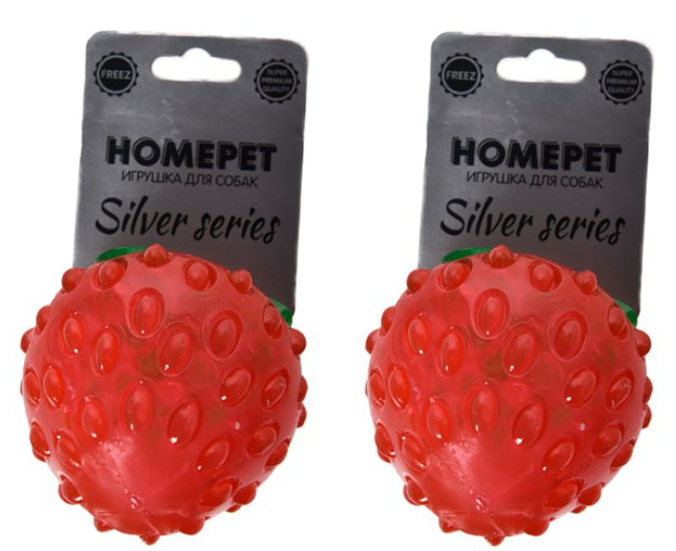 Игрушка для собак Homepet Silver Series клубника, охлаждающая, 9 см х 8 см х 8 см, 2 шт