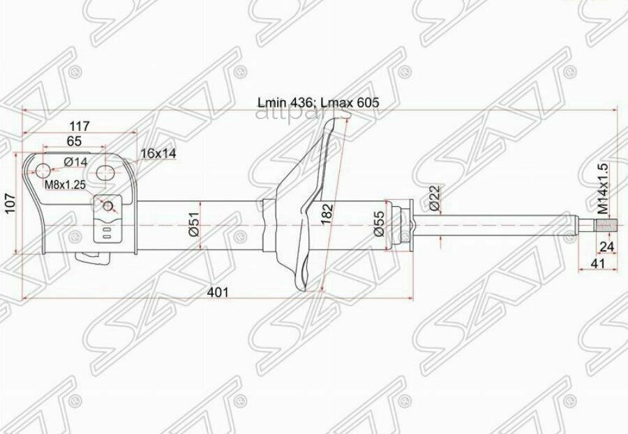SAT ST-20310-FC040 Стойка передняя Subaru Forester 97-02