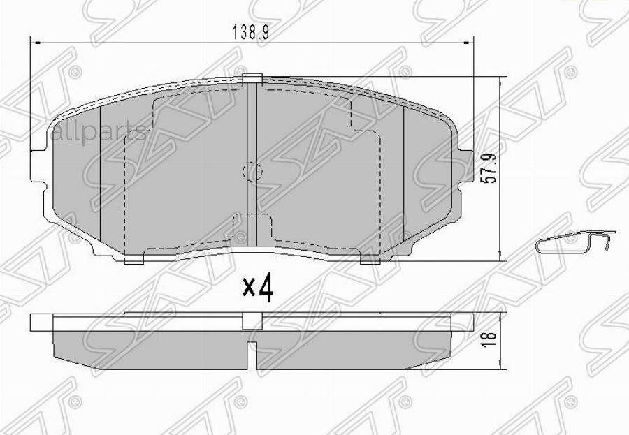 SAT ST-L2Y6-33-29Z Колодки тормозные (Спереди) Mazda CX-7 06-12 / Mitsubishi L200 15-