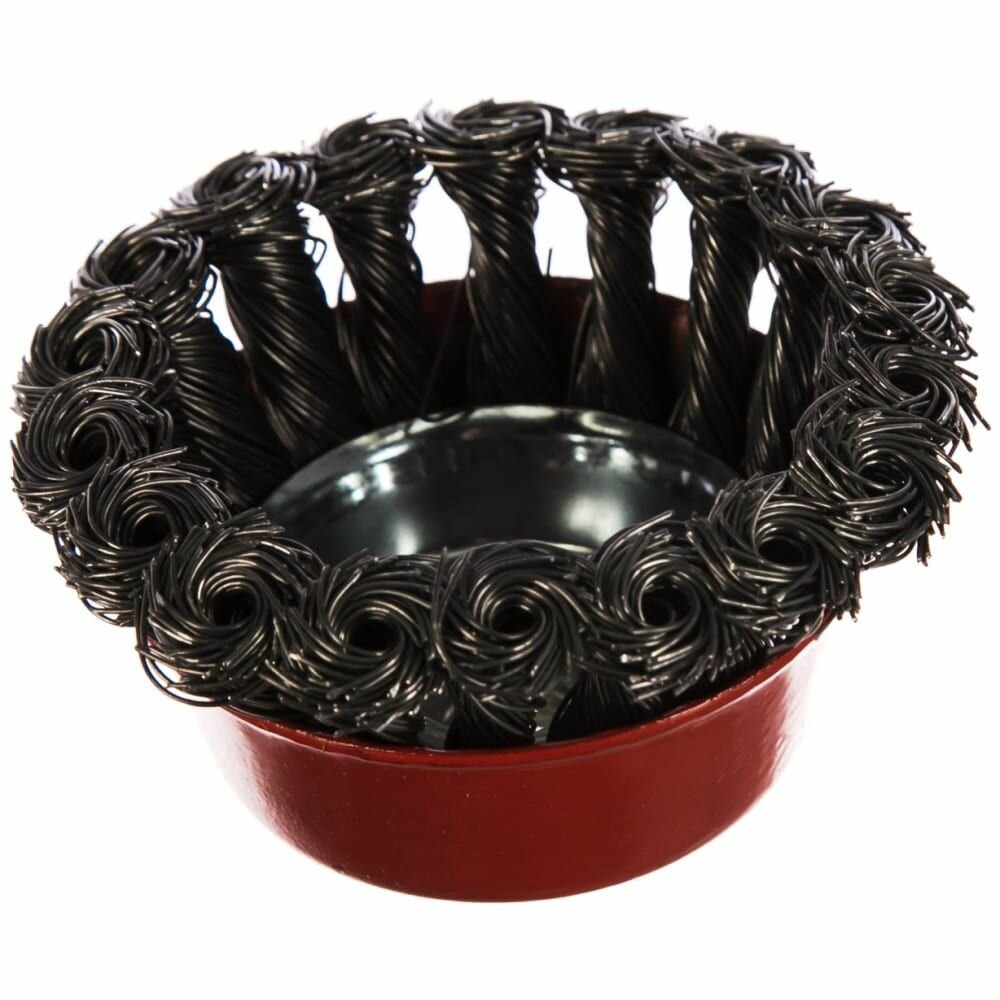 MATRIX Щетка для УШМ, 75 мм, М14, чашка , крученая металлическая проволока// 74624