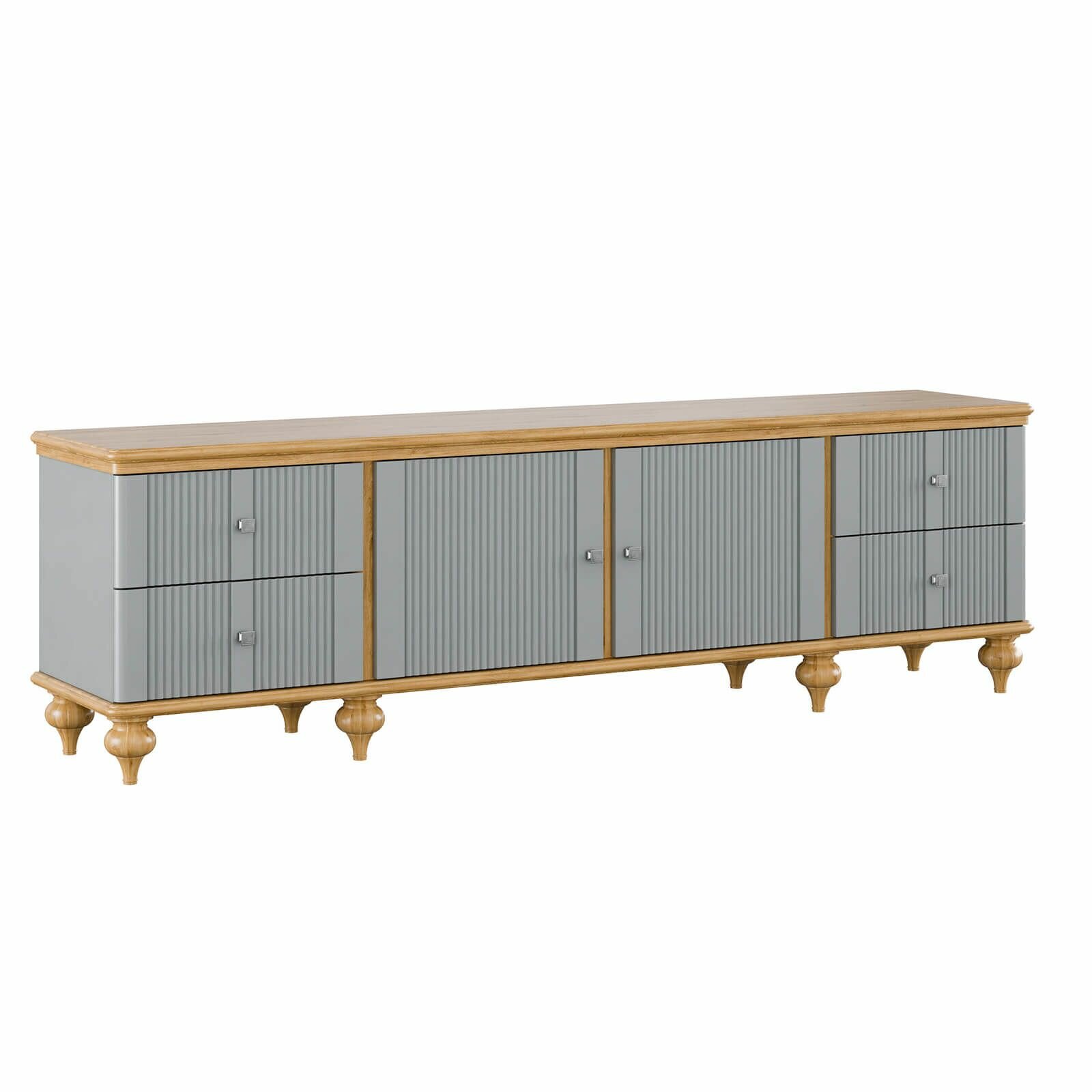 Тумба ТВ ММЦ Гостиная Рандеву 24 (серый №7042+антик №24) из массива сосны