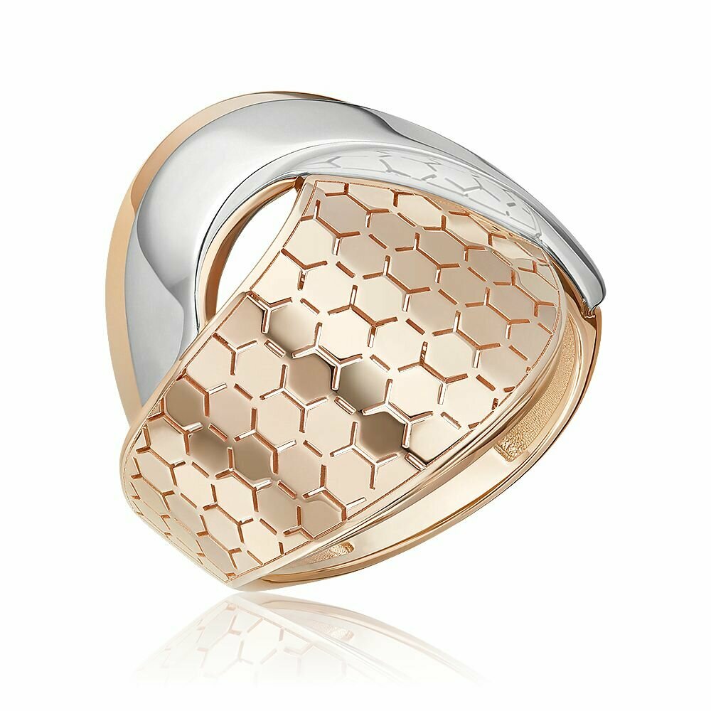 Кольцо, комбинированное золото, 585 проба, родирование