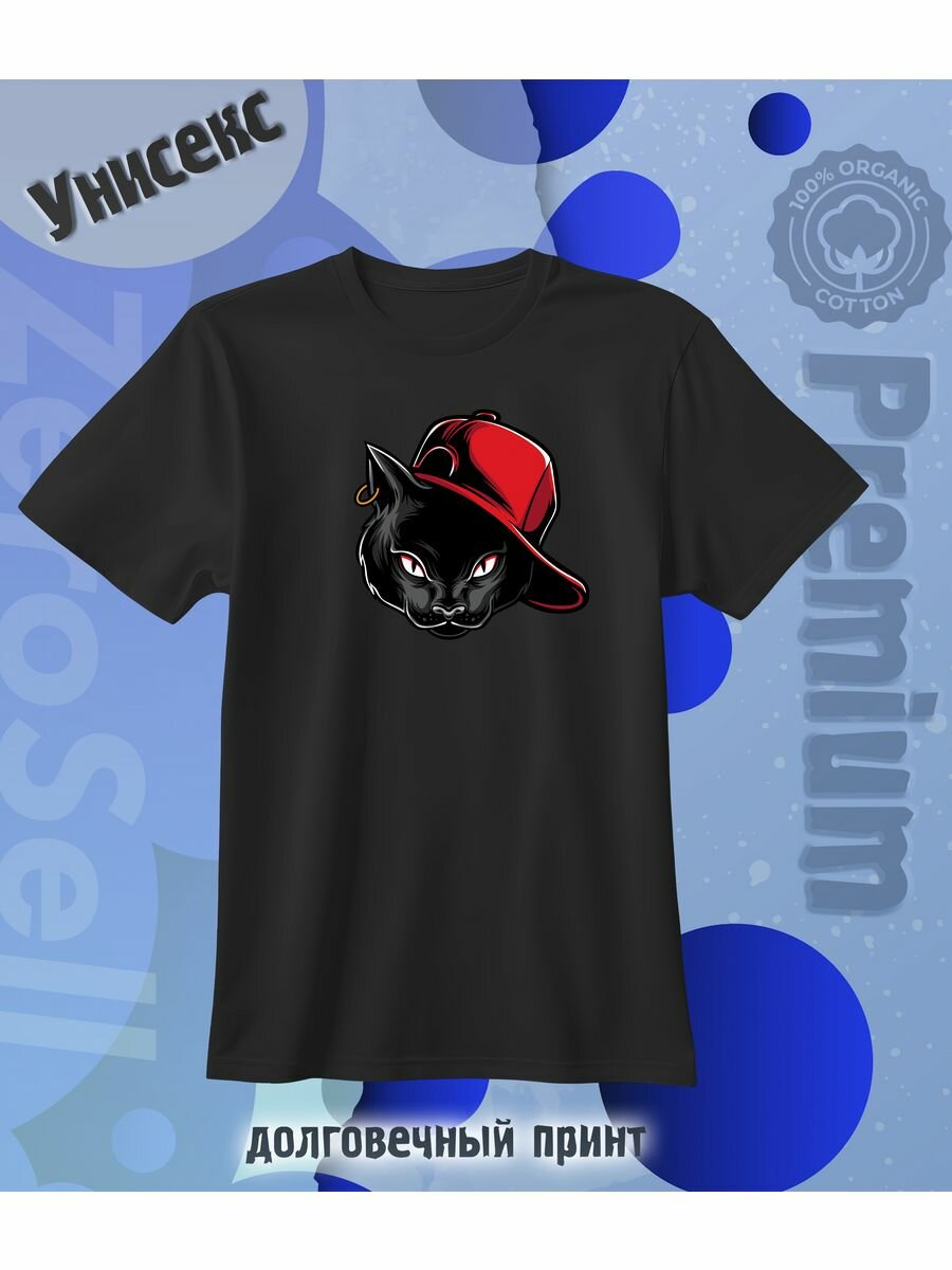 Футболка кот в кепке