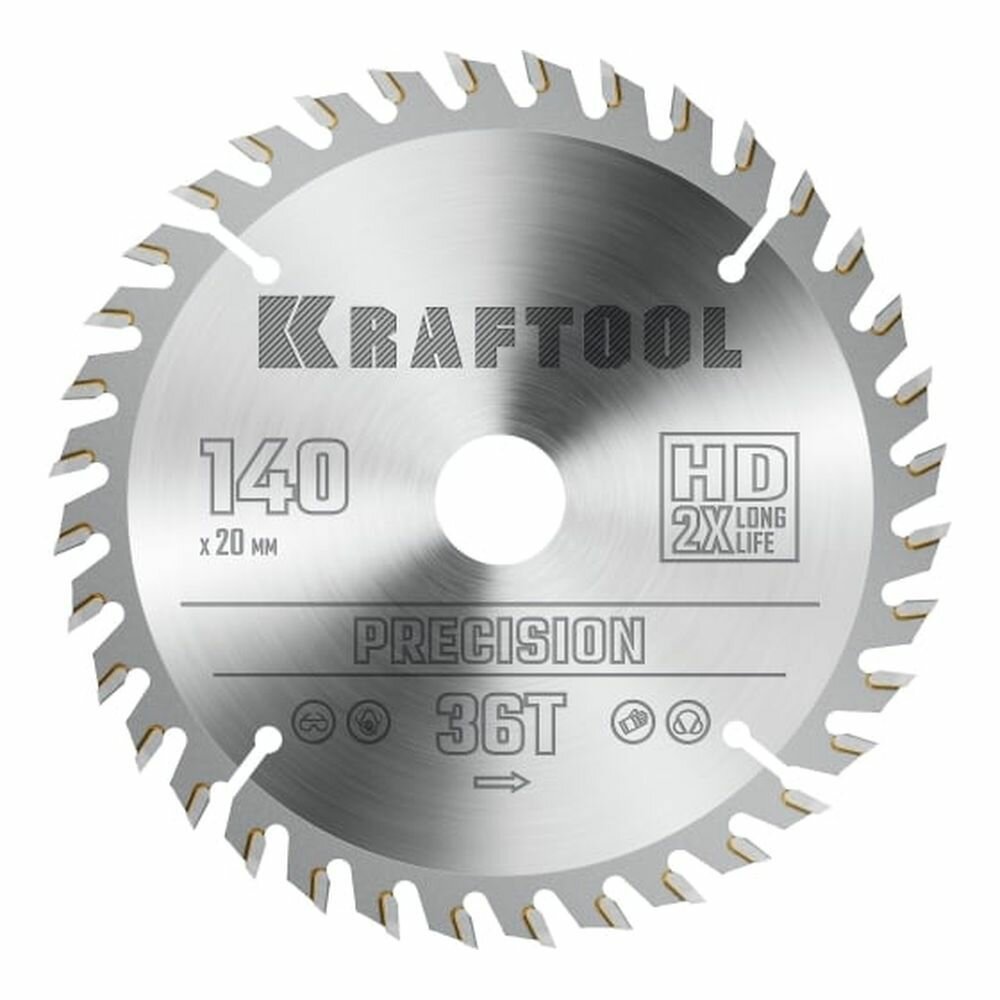 Диск пильный по дереву 140х20мм 36Т Kraftool Precision 36952-140-20