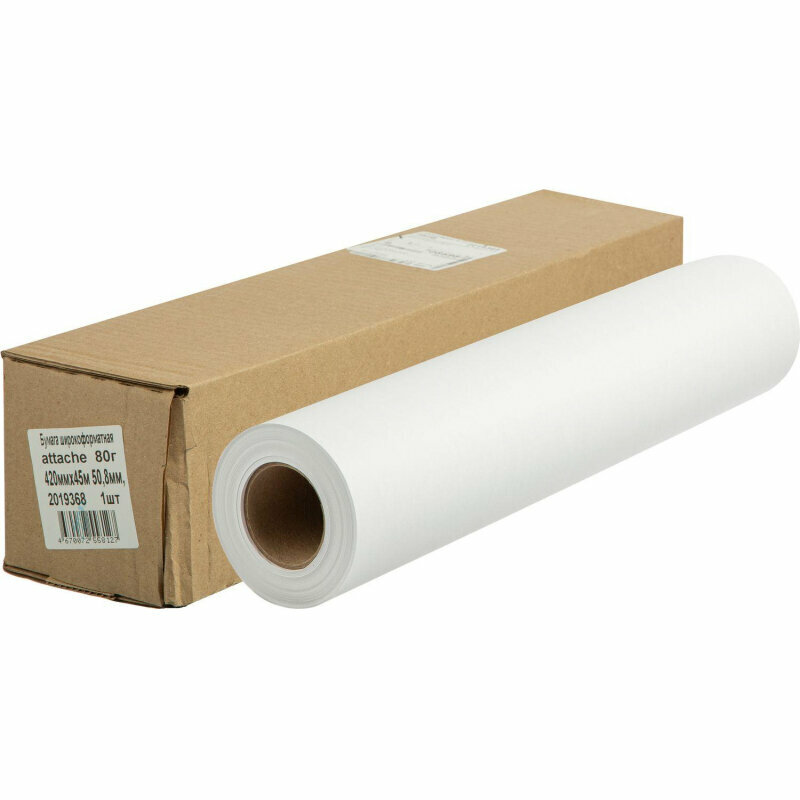 Бумага широкоформатная Attache 80г 420ммх45м 50,8мм, 2019368