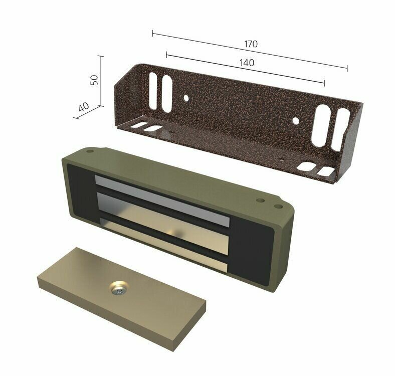ML 370-40-50 Электромагнитный замок, 12В, сила удержания 370кг 190*58*38мм (VIZIT)