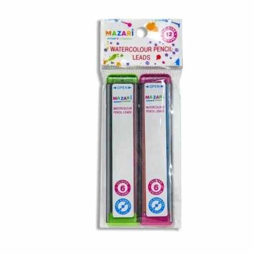 Грифели запасные акварельные 12 цветов для цангового карандаша HB, диаметр 3,00 мм, длина 9 см