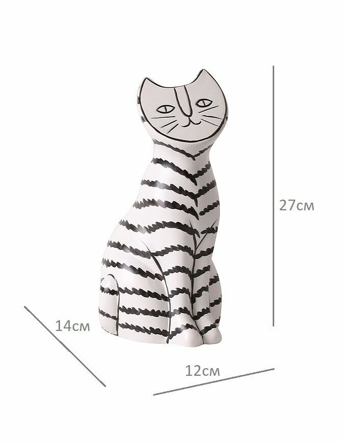Статуэтка кошка черная котик белая черно-белая Cat ornament Sotogrande