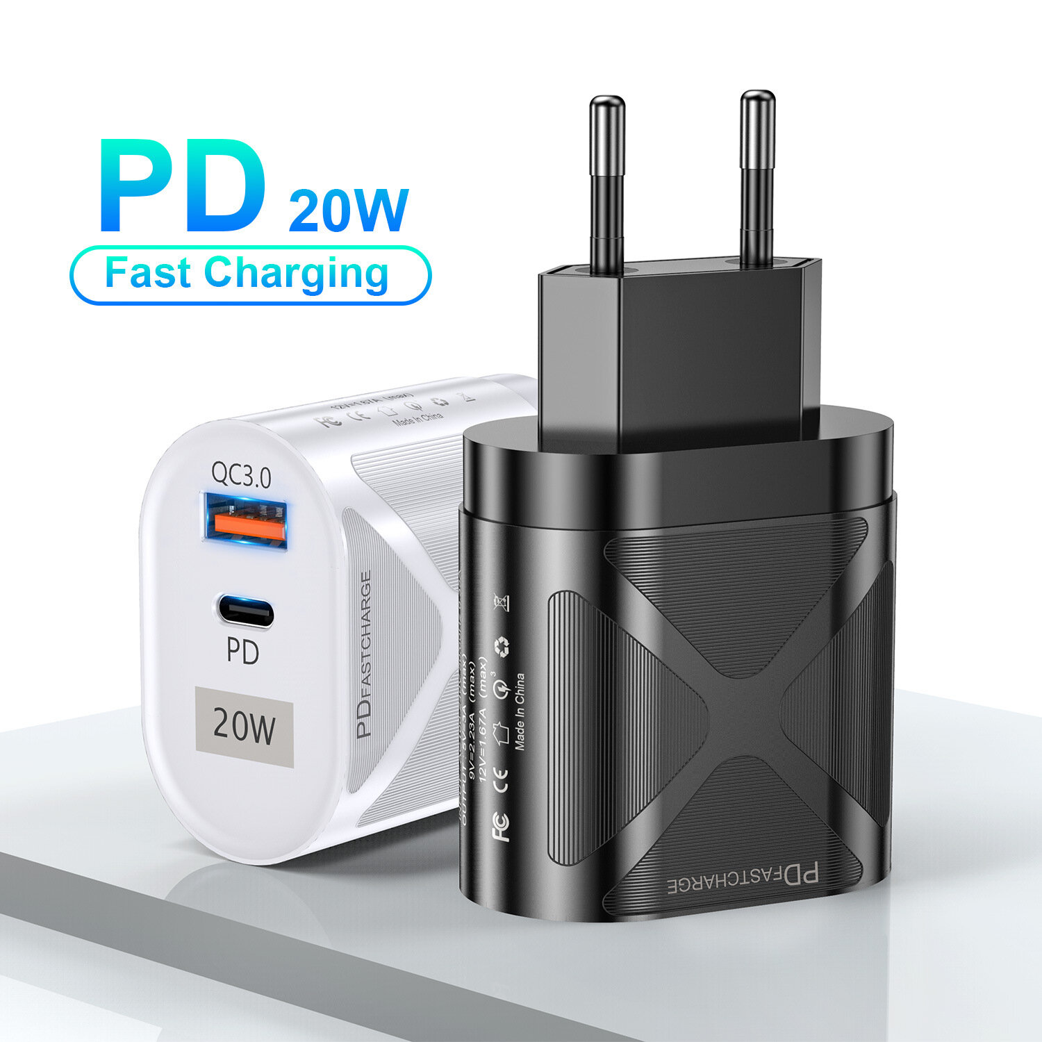 Зарядное устройство HCJTWIN Быстрая зарядка 20WHC-389, PD, 2 порта, 20 Вт
