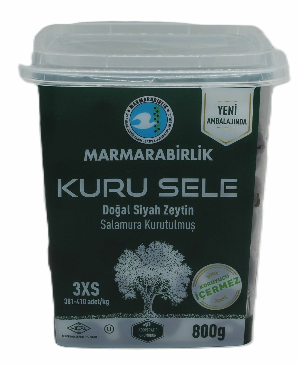 Вяленые маслины Kuru Sele MARMARABIR калибровка 3XS 800гр 6 шт