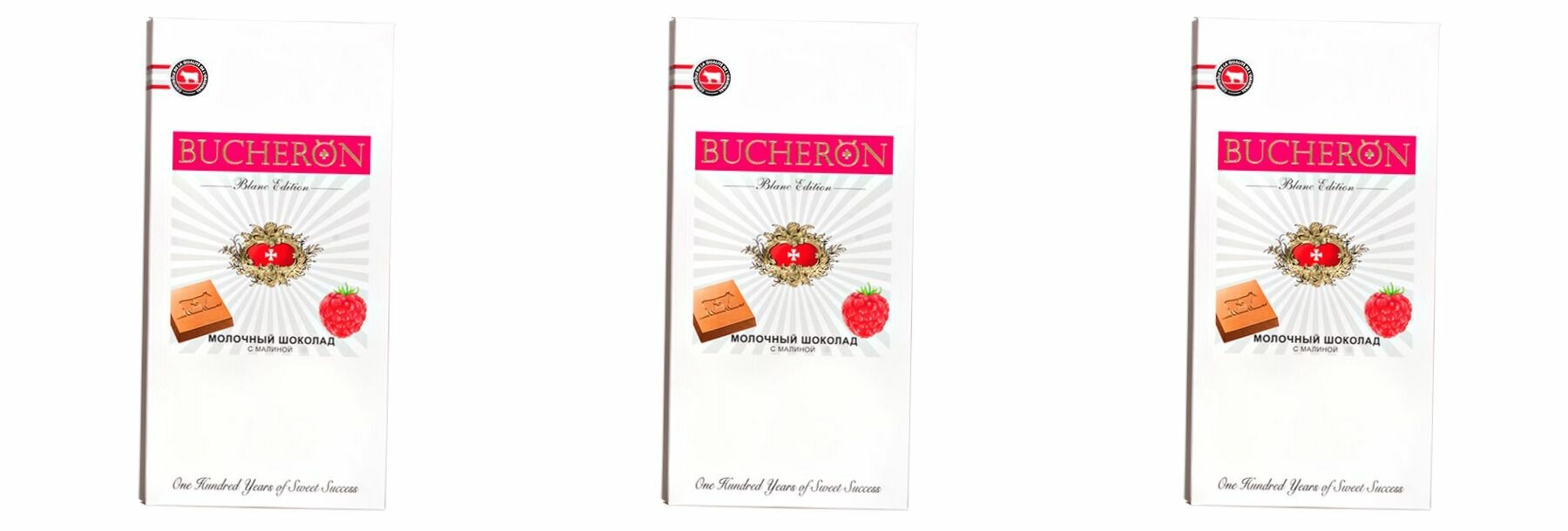 BUCHERON Шоколад молочный Blanc Edition с Малиной, 85 г, 3 шт