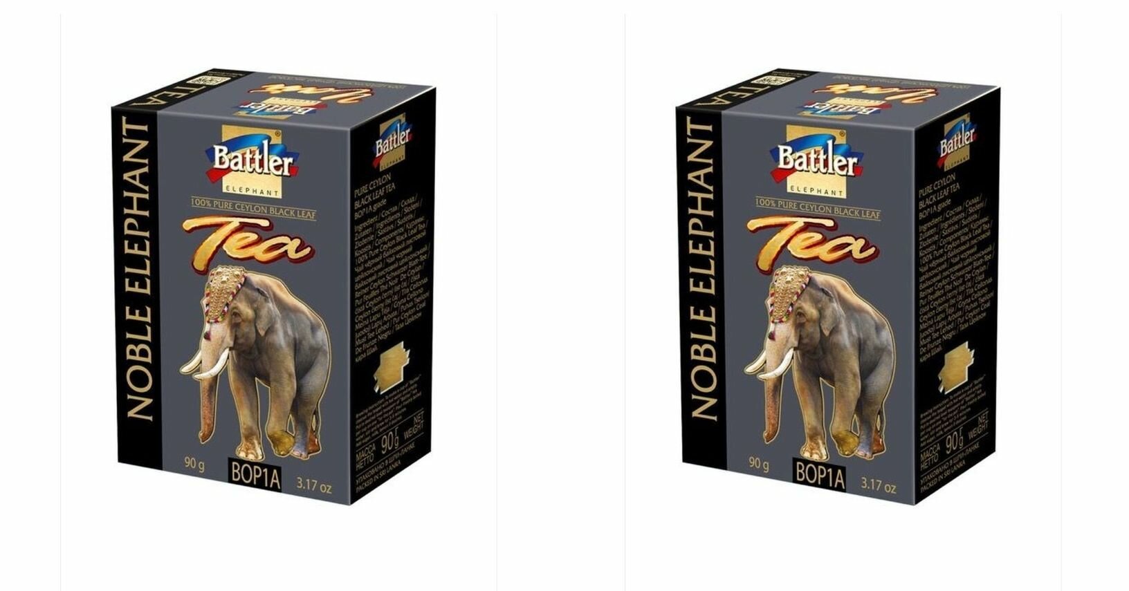 Battler Чай черный Черный слон Благородный слон, листовой, 90 г, 2 уп