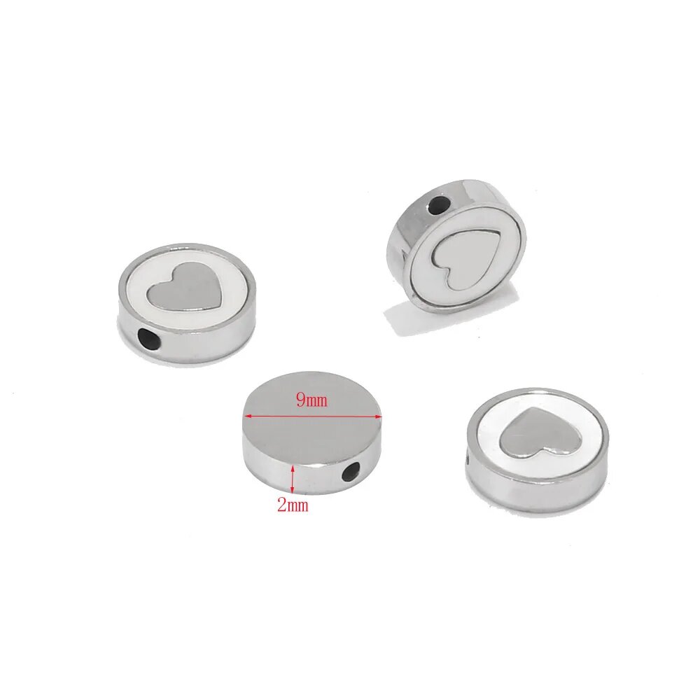 10 шт, разделители сердцевидной формы из нержавеющей стали цвета золота Heart Silver