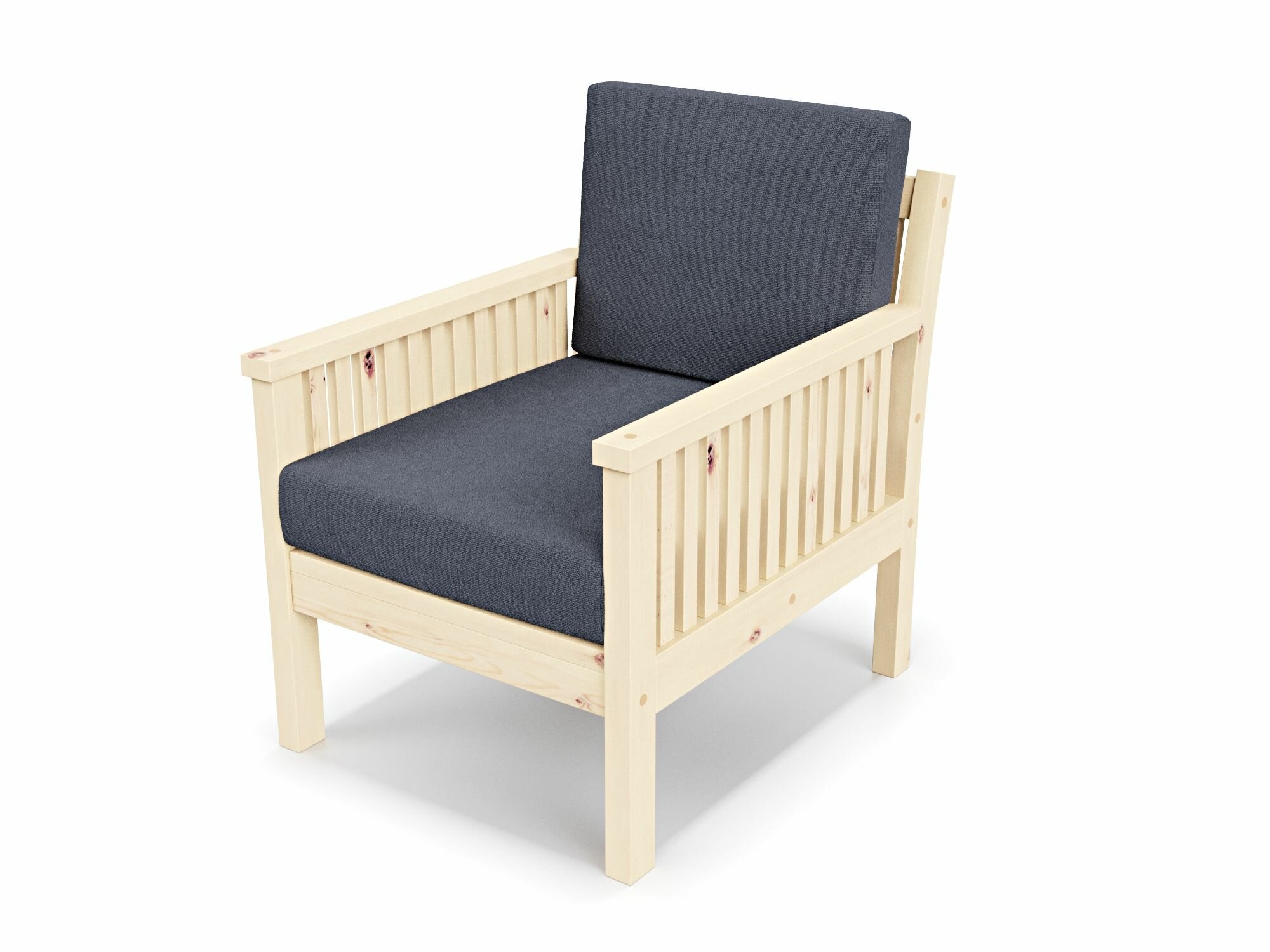 Кресло Arsko Нордик темно-серое, велюр, массив дерева, с подлокотниками, садовое, на дачу, для дома, скандинавский лофт