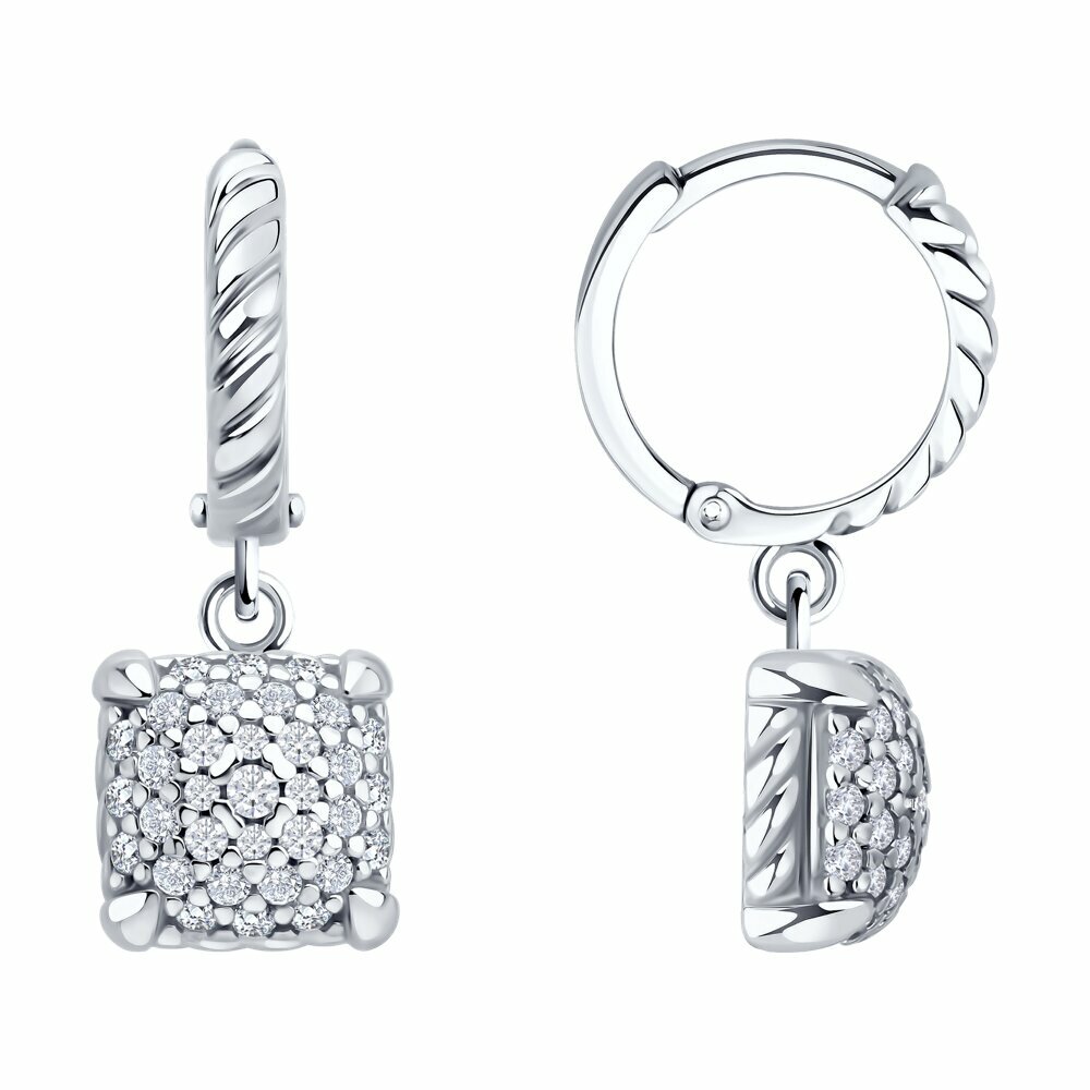 Серьги, серебро, 925 проба, родирование