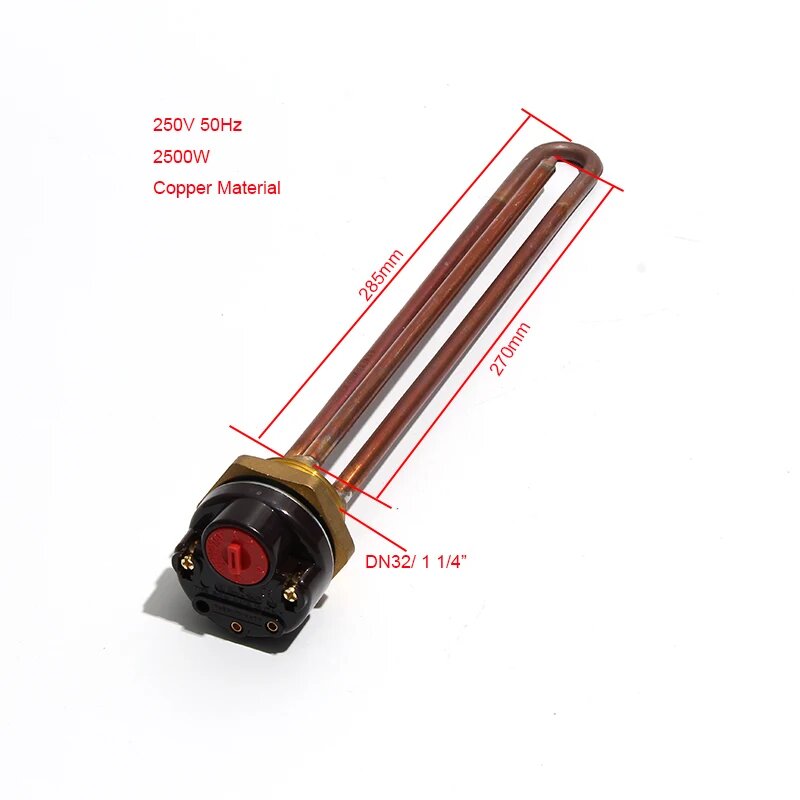 Электрический нагреватель LUJINXUN 2500W, 250V, 50Hz, Copper Material, DN32/1 1