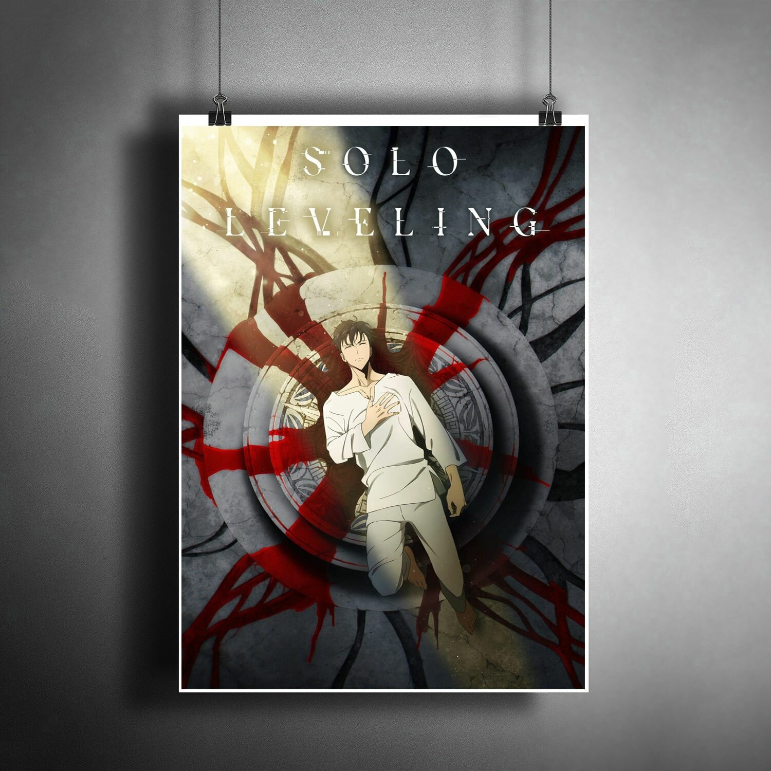 Постер плакат для интерьера Аниме: Поднятие уровня в одиночку / Декор дома, офиса, комнаты A3 (297 x 420 мм)