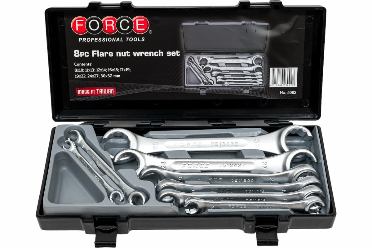 FORCE Набор ключей гаечных разрезных 8пр. 8*10-30*32мм 5082