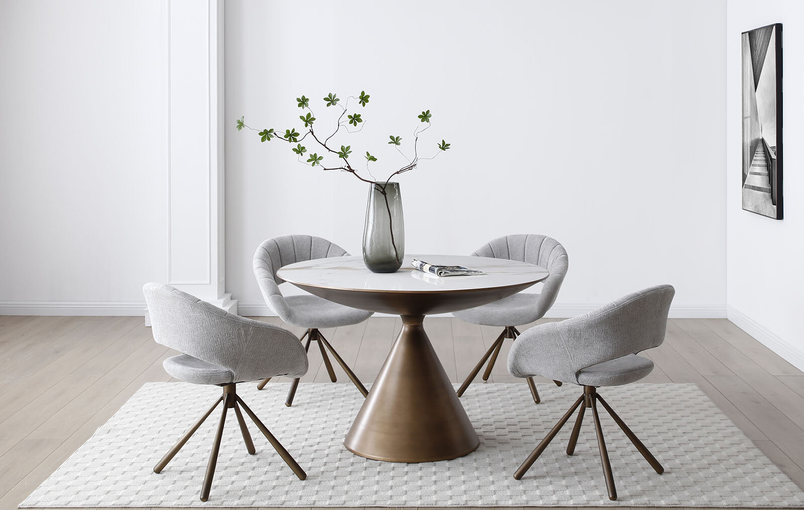 Стол Donna + 4 стула Alessa серый