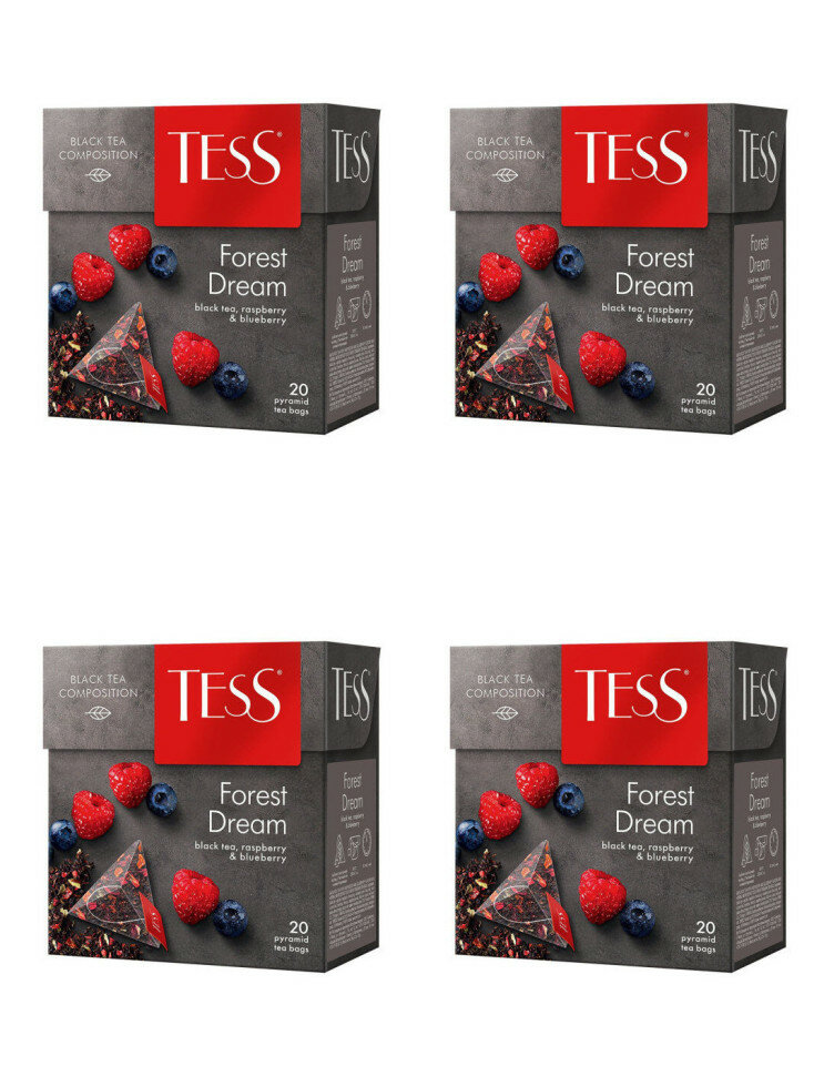 Чай черный в пирамидках Tess Forest Dream (Тесс Форест Дрим), 20*1,8 г (комплект 4 шт.) 6007842