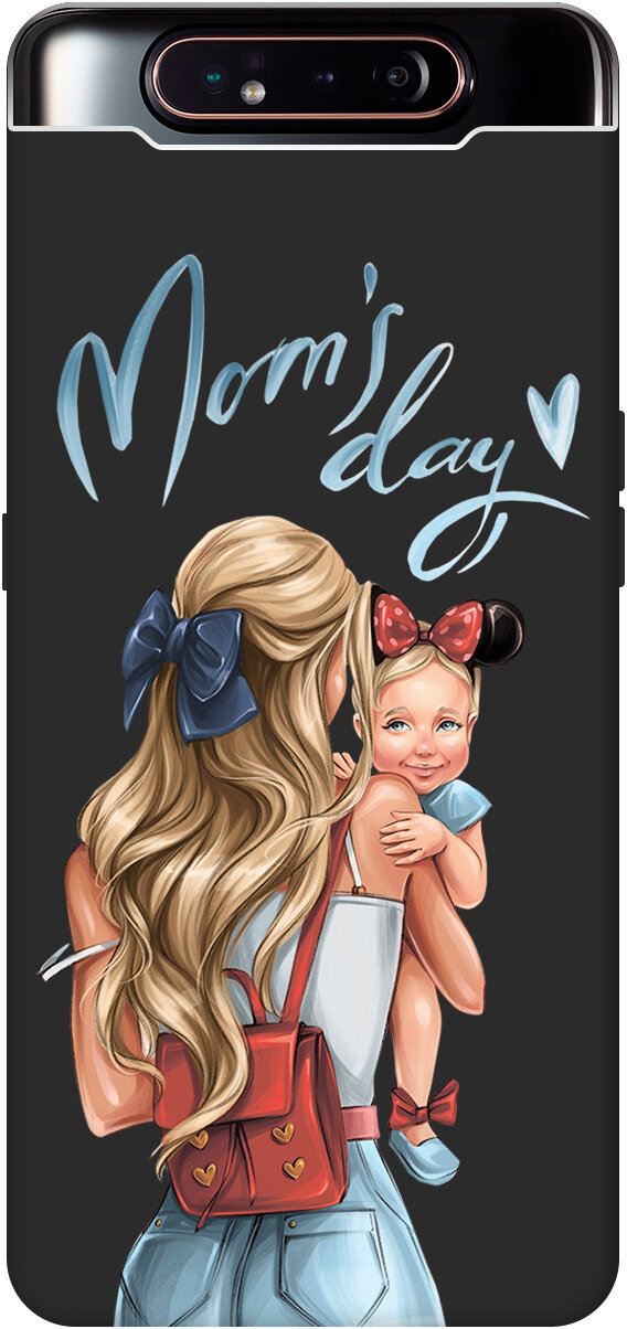 Матовый чехол Mom's Day для Samsung Galaxy A80 / A90 / Самсунг А80 / А90 с 3D эффектом черный