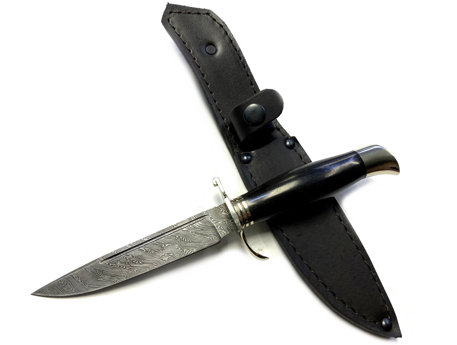 Нож Финка НКВД, дамасская сталь, граб, мельхиор