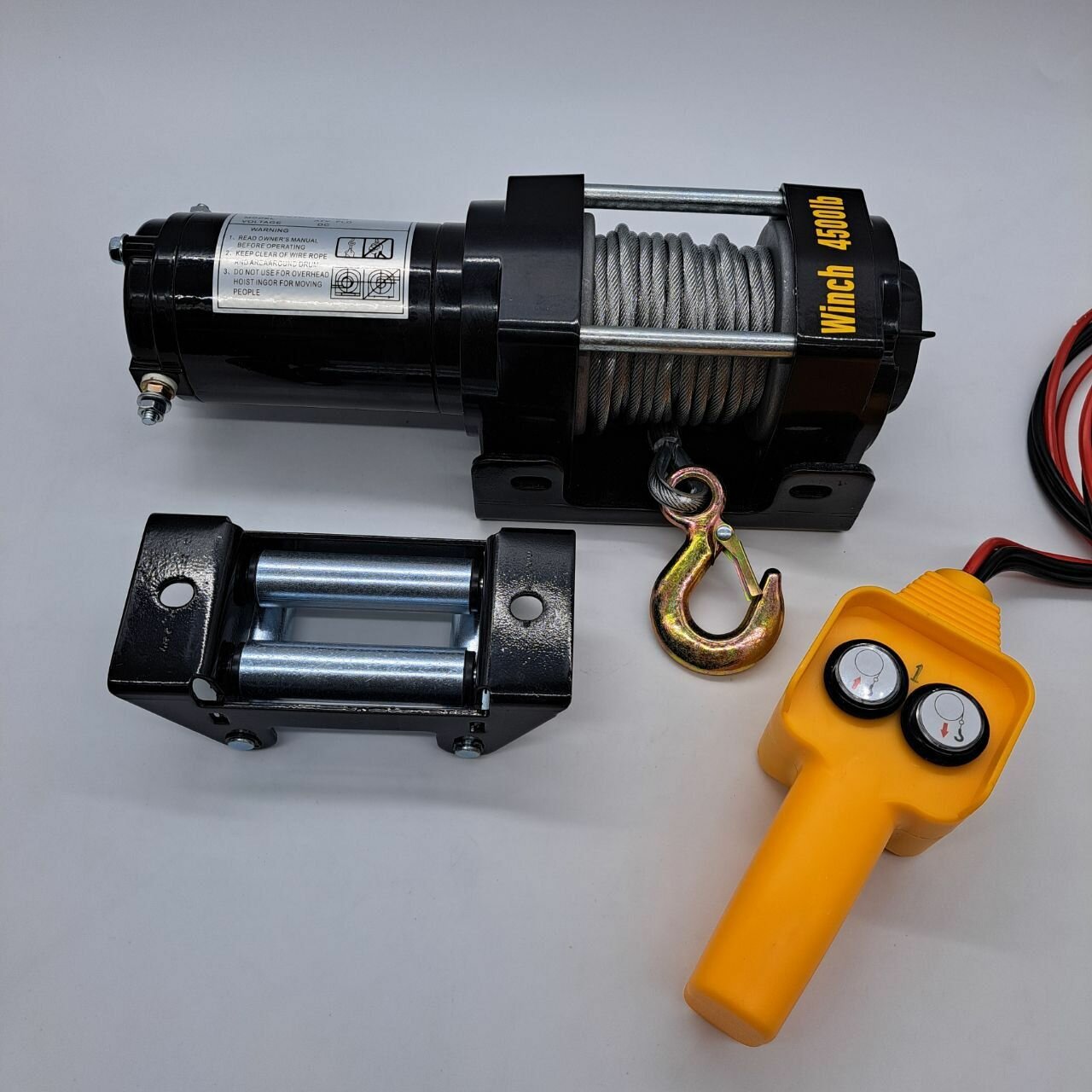 Лебедка электрическая с кевларовым тросом Electric Winch 12V 4500LBS / Лебедка с электроприводом для внедорожников и квадроциклов / Подъёмник с грузоподъемностью 2200 кг