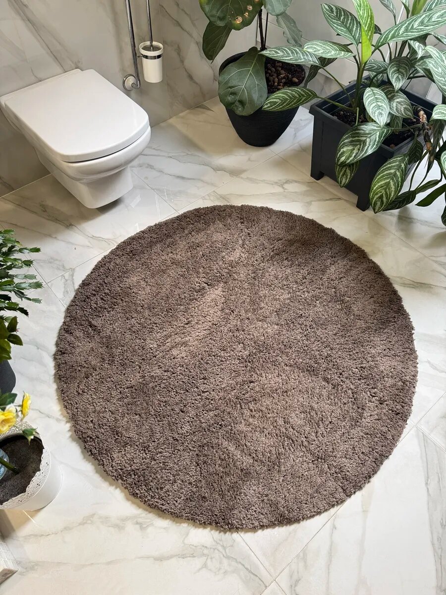 Коврик Natali's Carpets на пол для ванной и туалета коричневый 180х180 см