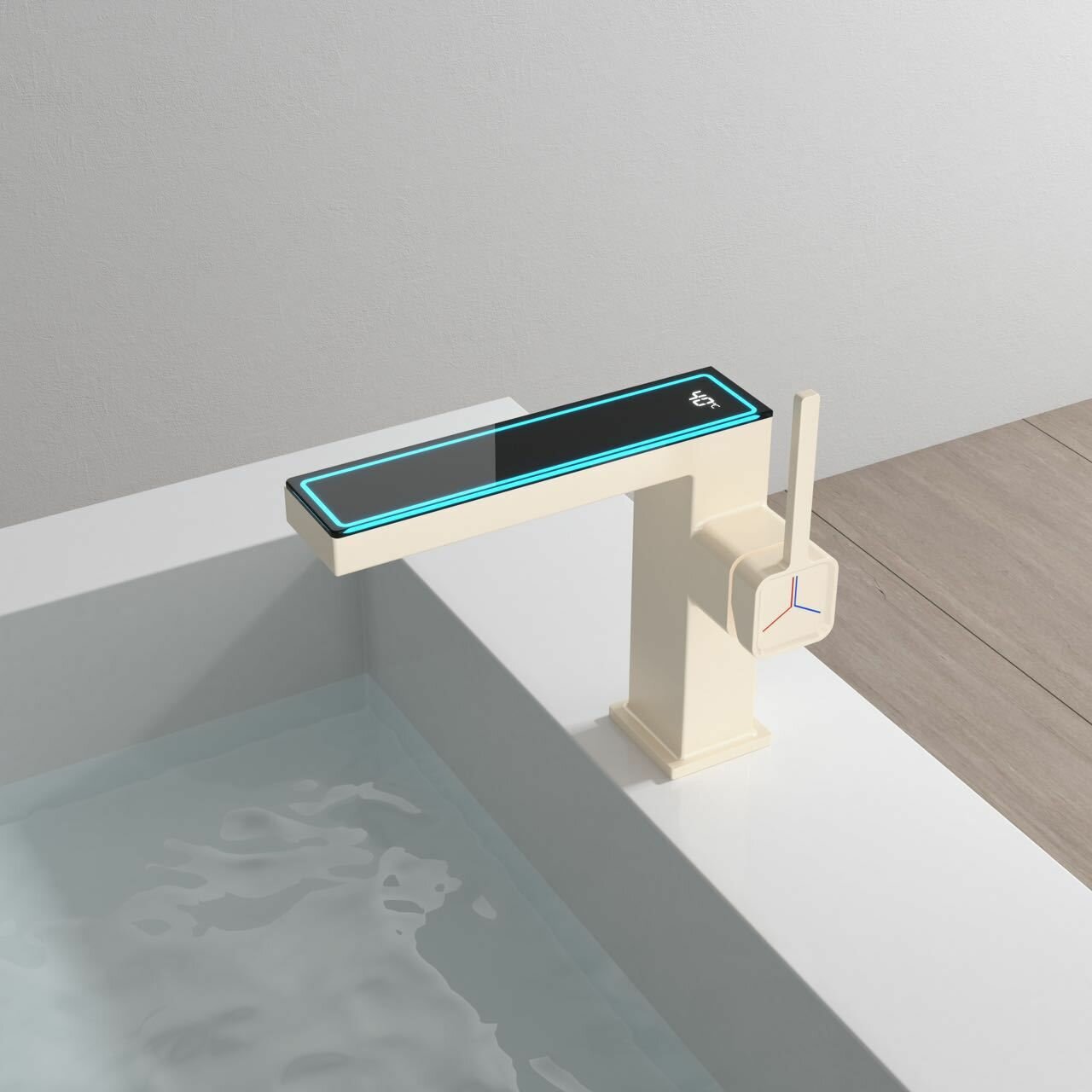 Кран для раковины с цифровым дисплеем Waterfall Смеситель для раковины с холодной и горячей водой в ванной комнате