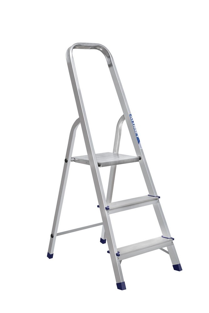 Стремянка Алюминиевая Alumet 3 Ступени Ам703, Рабочая Высота 2.65 М, Нагрузка 150 Кг.